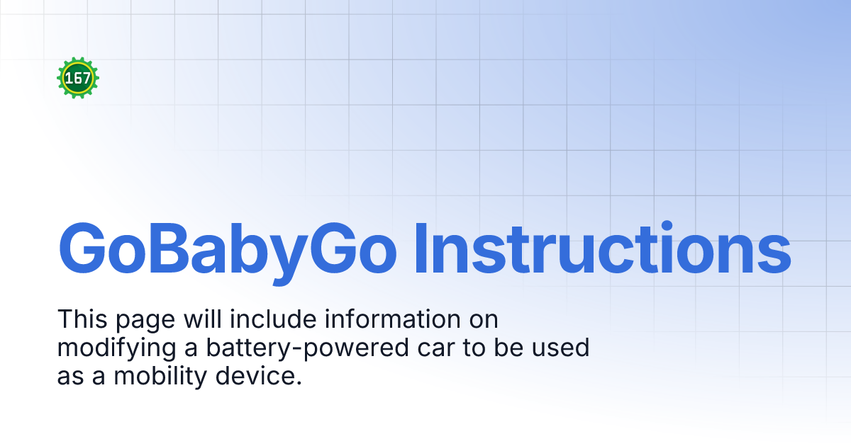 GoBabyGo Instructions | FRC 167 Documentation