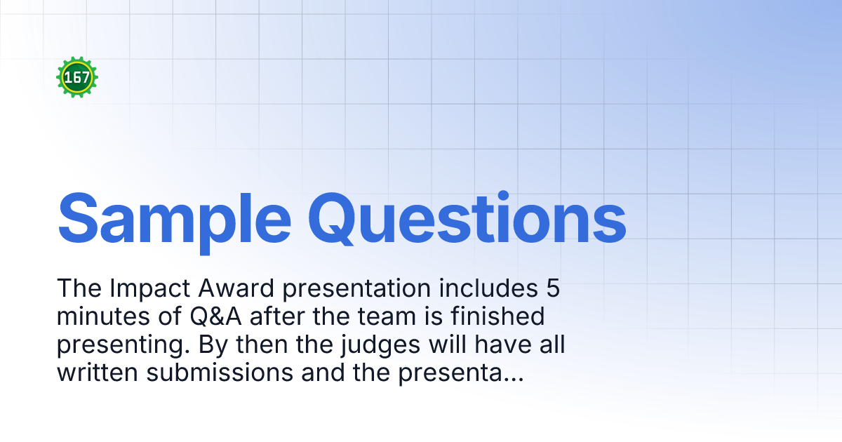 Sample Questions | FRC 167 Documentation